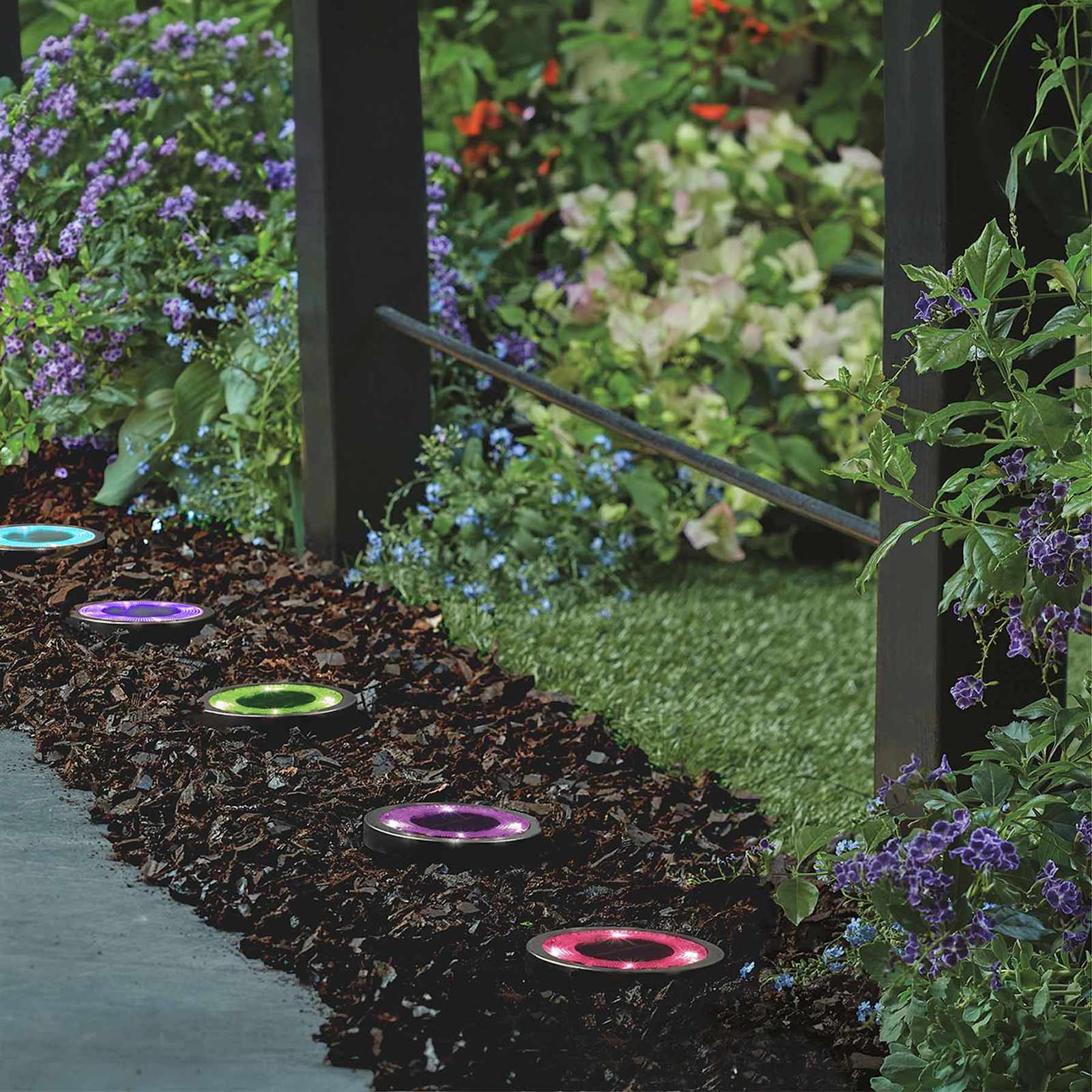 4-Pack 15-Lumen Solar Multi-Purpose Color Changing Disc Light