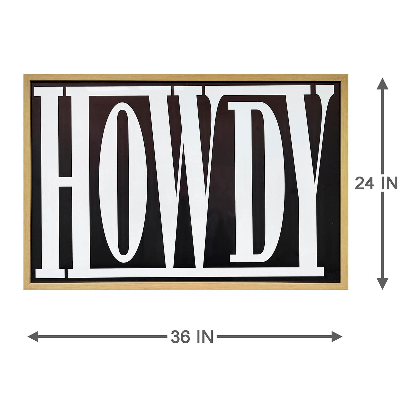 Glass Framed Typography Howdy Print Wall Art, 37x25