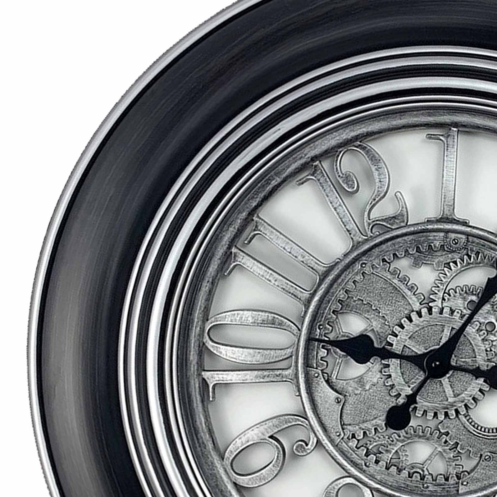 Agent Gear Dial Black & Silver Wall Clock, 30"