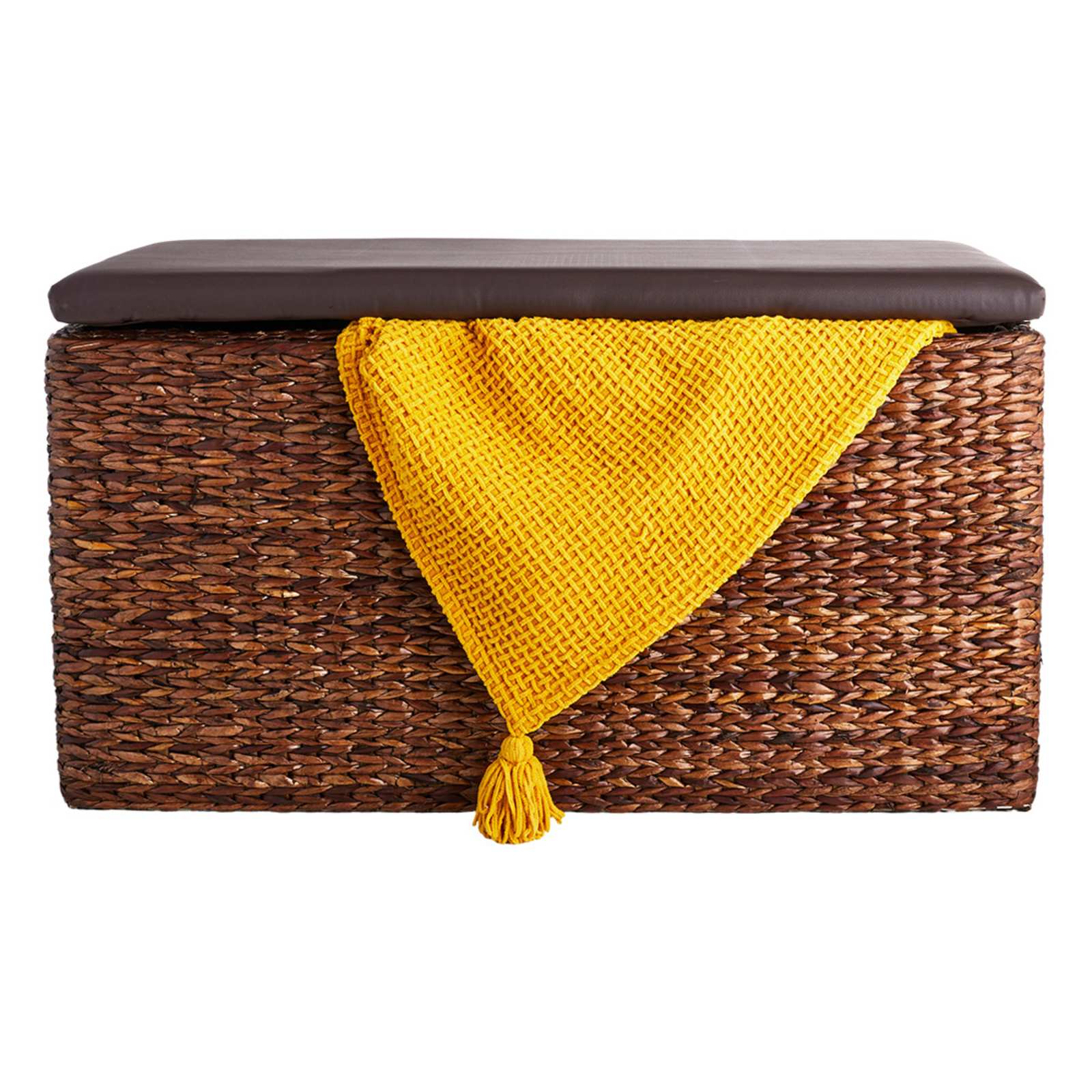 Natural Wicker Dark Brown Storage Trunk, Extra Large