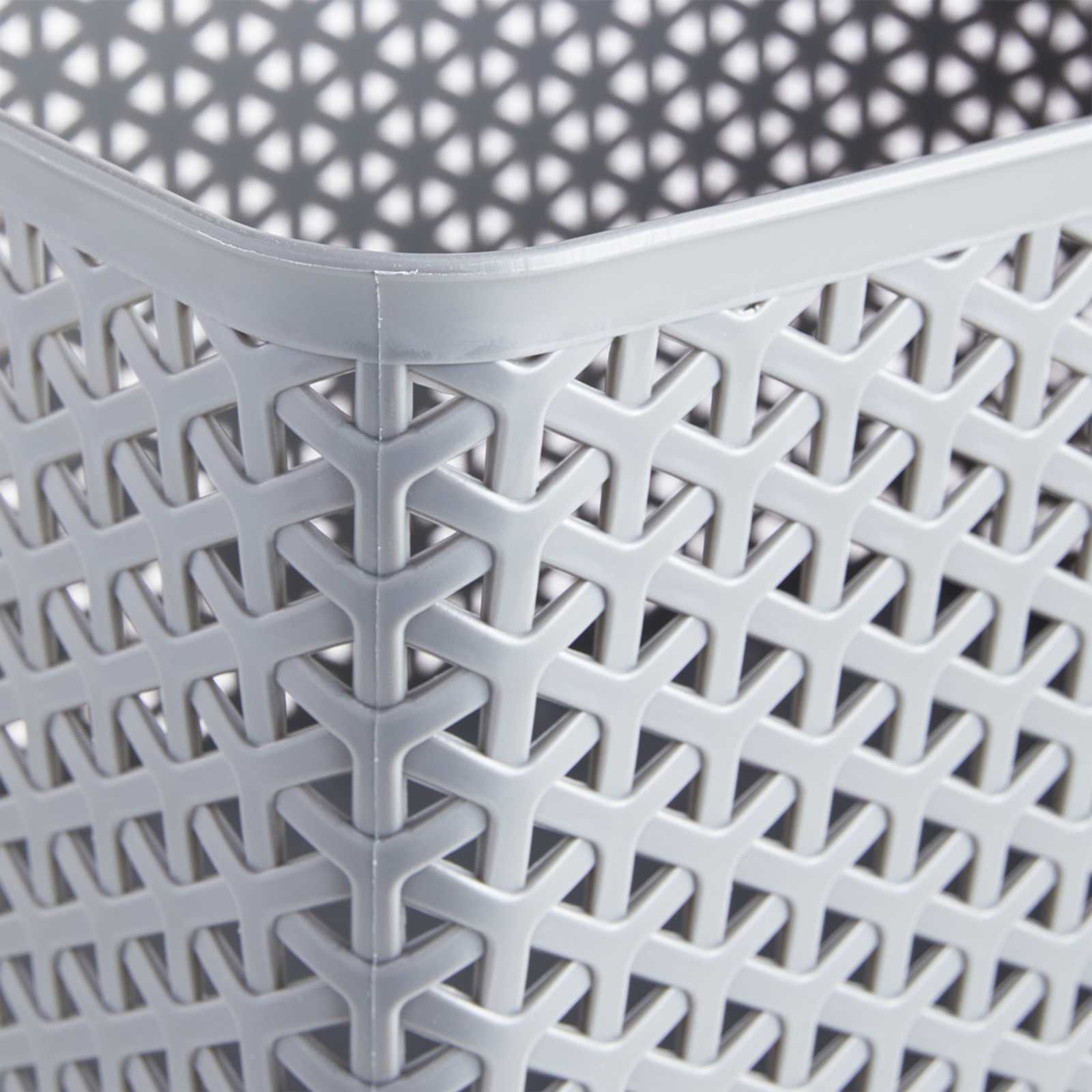 Dark Grey Y-Weave Storage Basket, Large