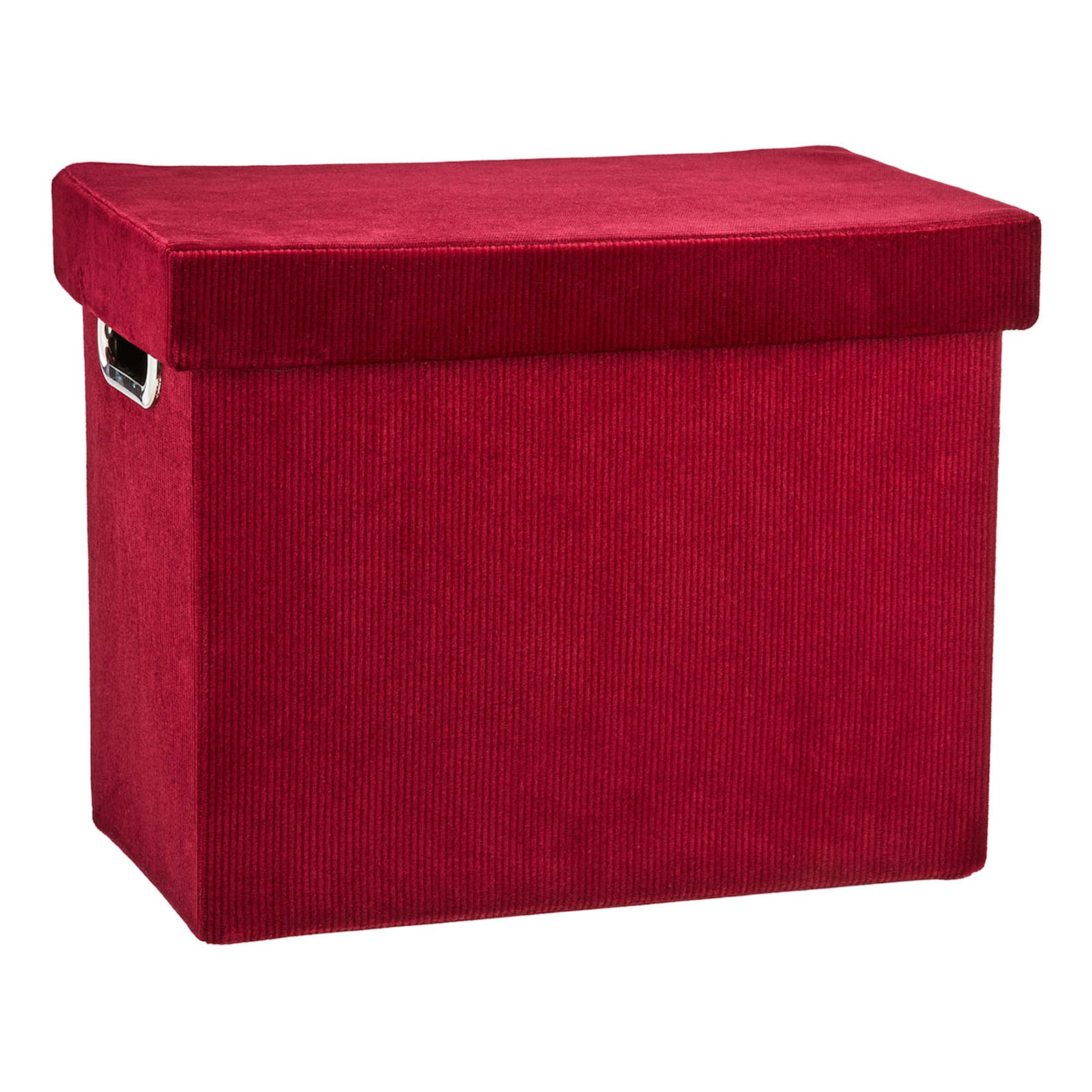 Providence Burgundy Velvet Fabric Storage Basket with Lid, Medium