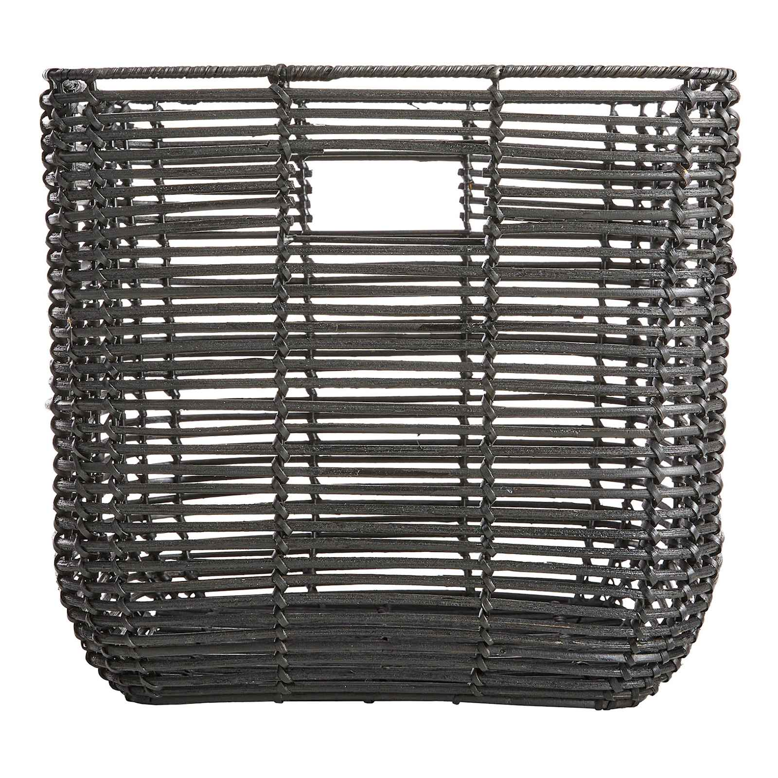 Found & Fable Black Square Rattan Storage Basket, Small