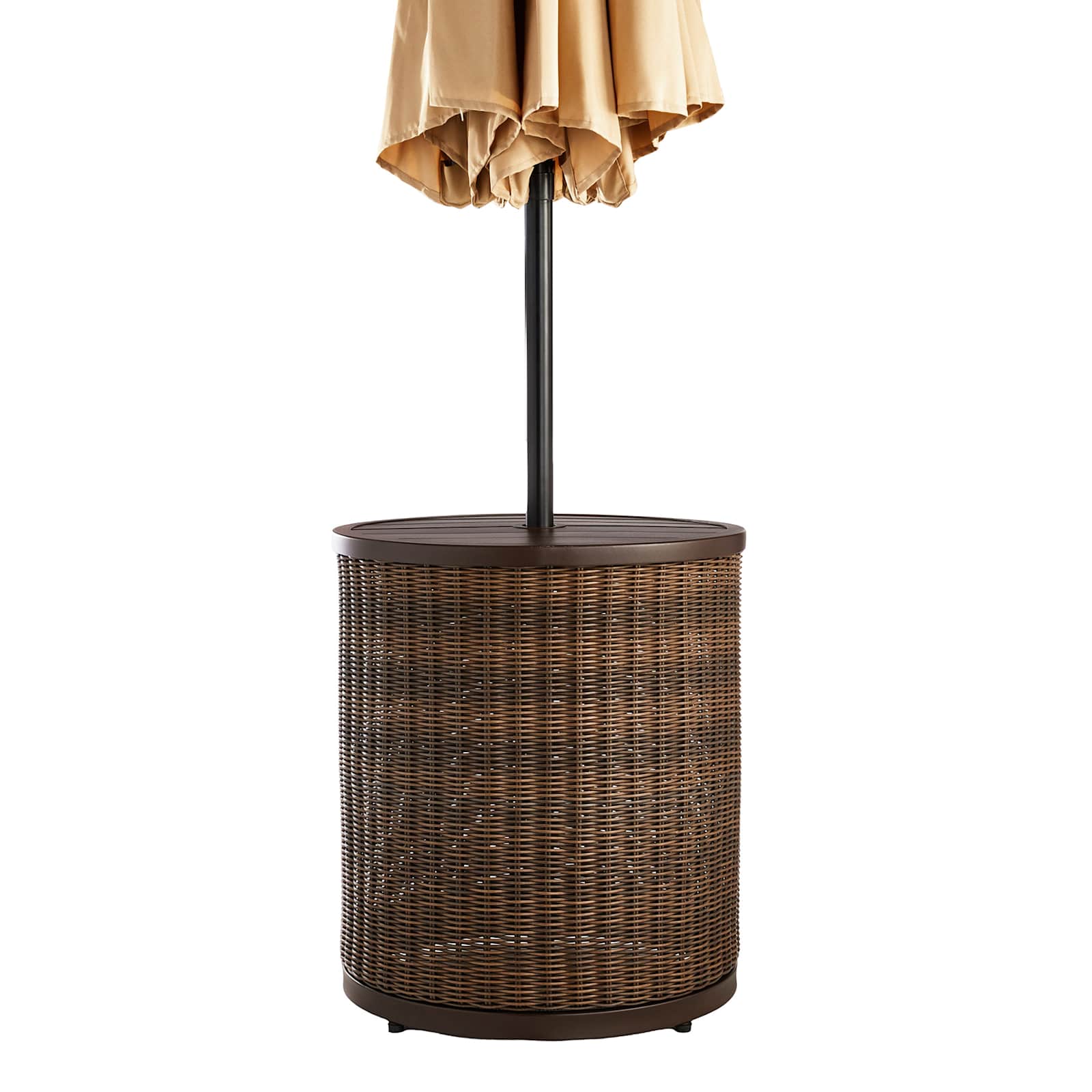 Providence Highland Umbrella Table, Brown Wicker | At Home