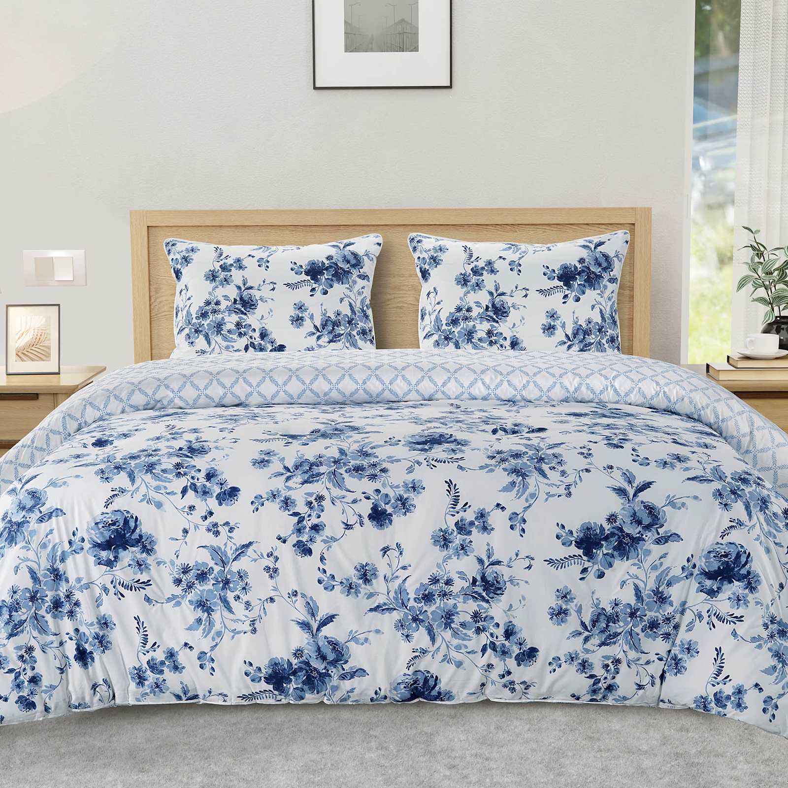 Providence 3-Piece Floral Printed Cotton Percale Comforter Set, King