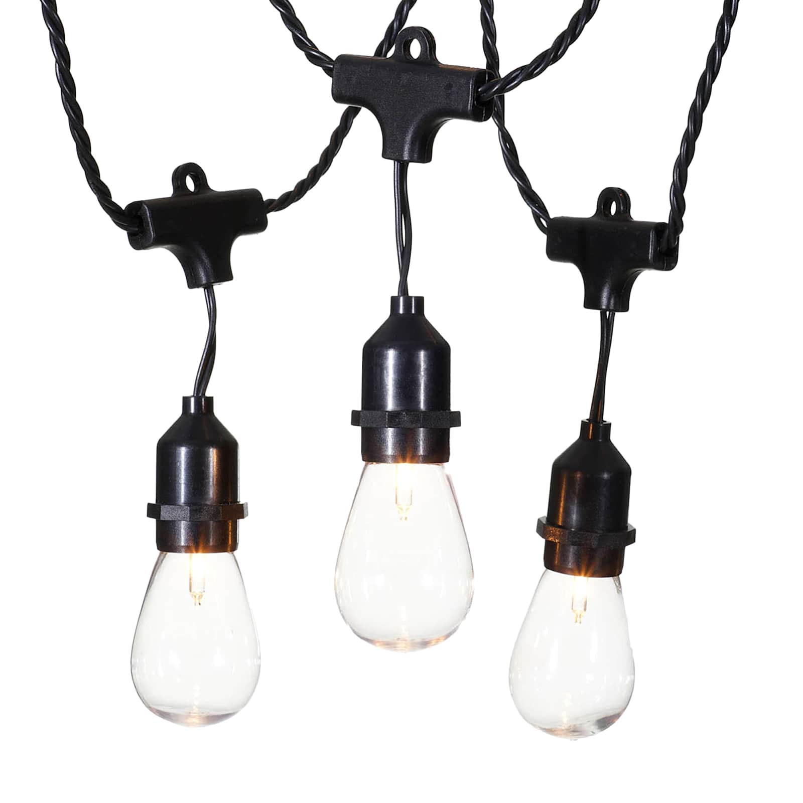 30-Count Clear D40 Edison String Lights with Black Commercial Wire