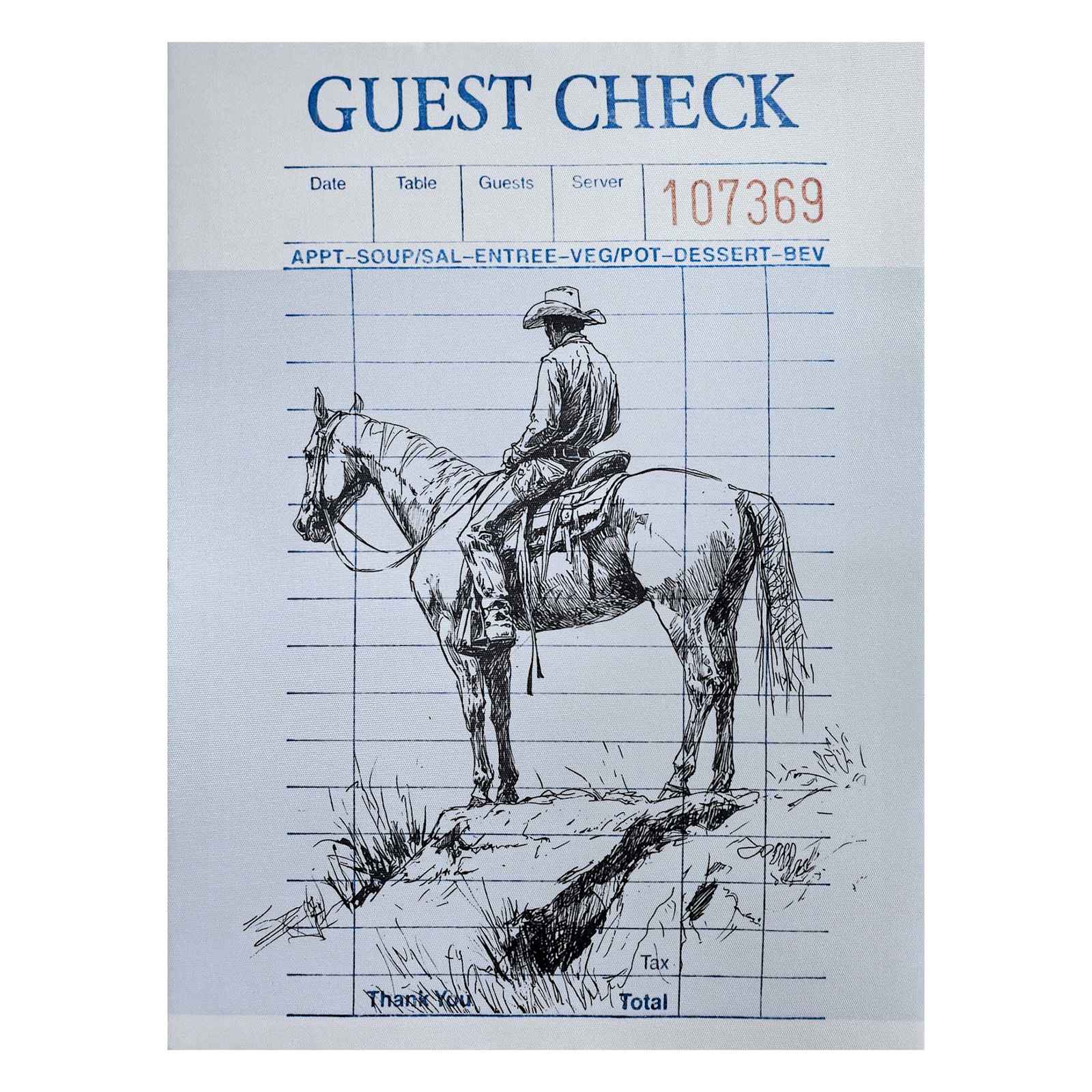 Cowboy Guest Check Canvas Wall Art, 12x16