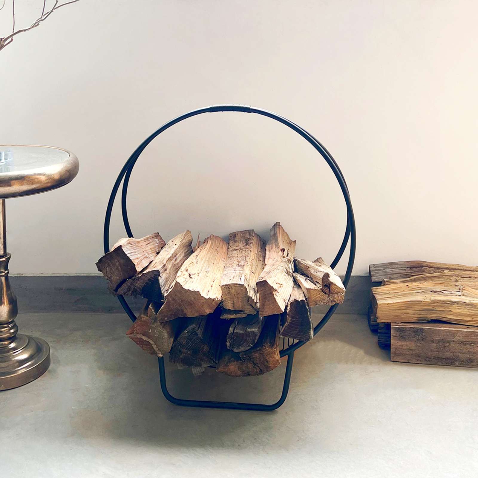 Black Wired Metal Log Holder, 25"