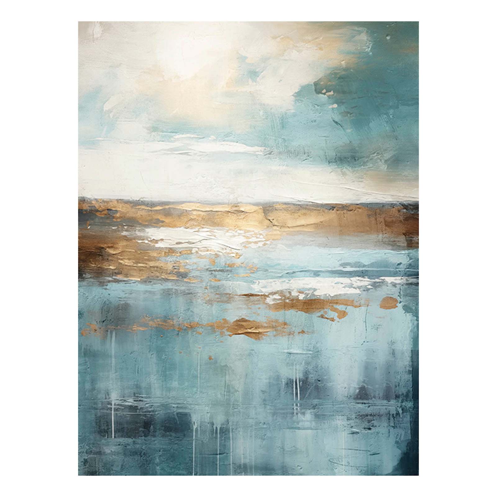30X40 TEAL AND GOLD ABSTRACT CANVAS WALL ART