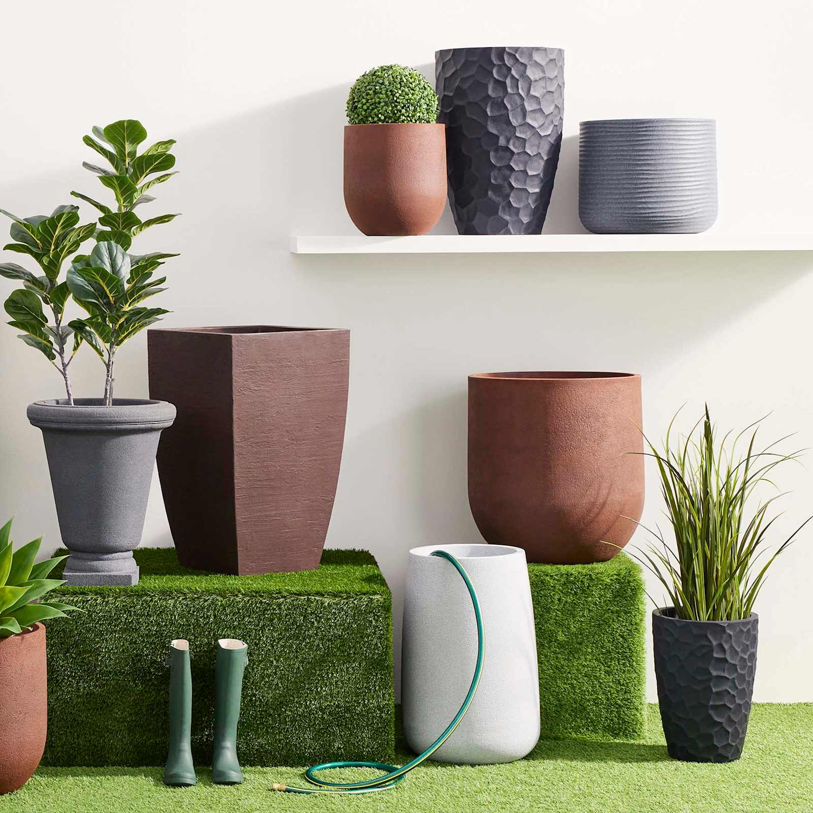 Japi Black Prisma Outdoor Planter, Small