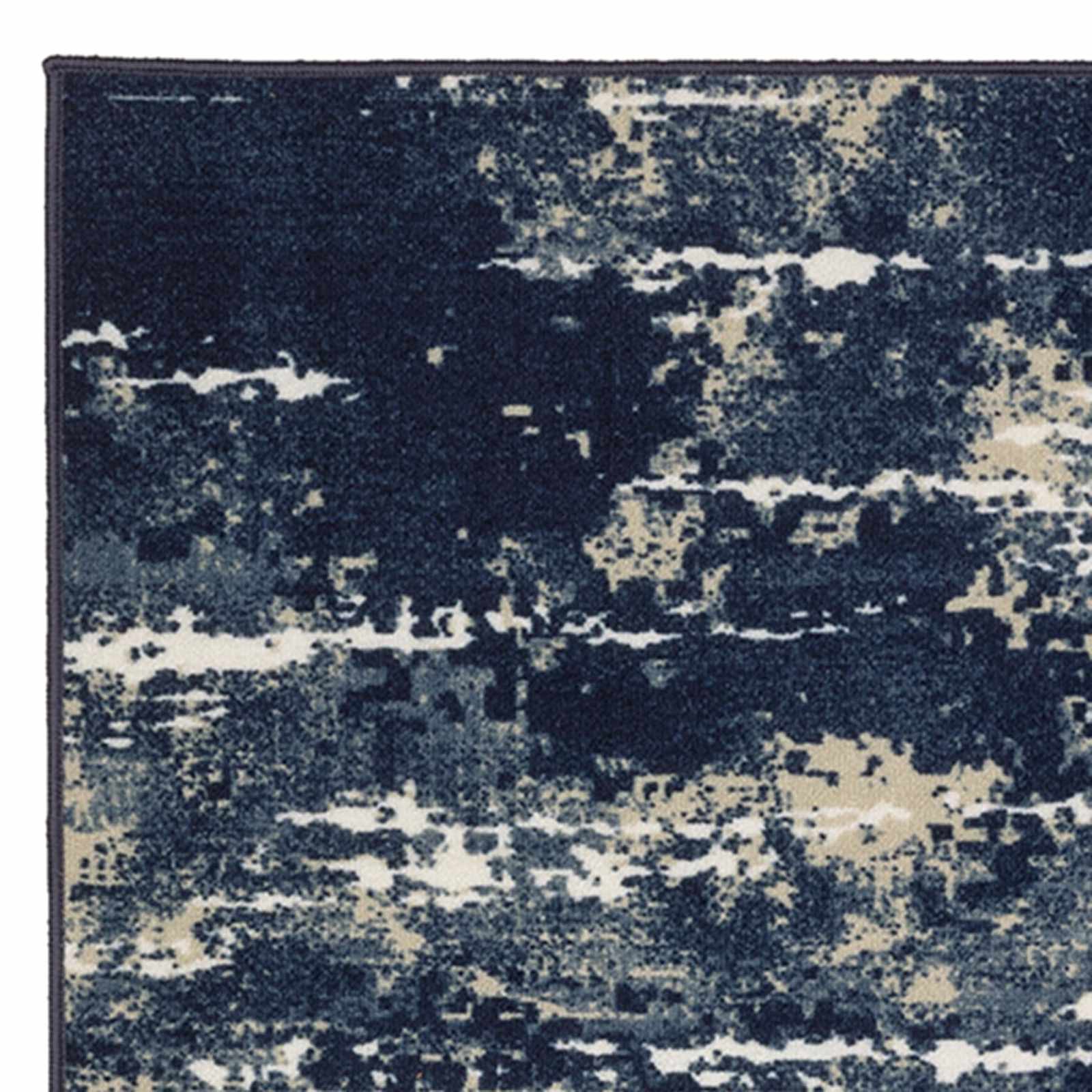 (D627) Andover Navy Blue Abstract Area Rug, 4x6