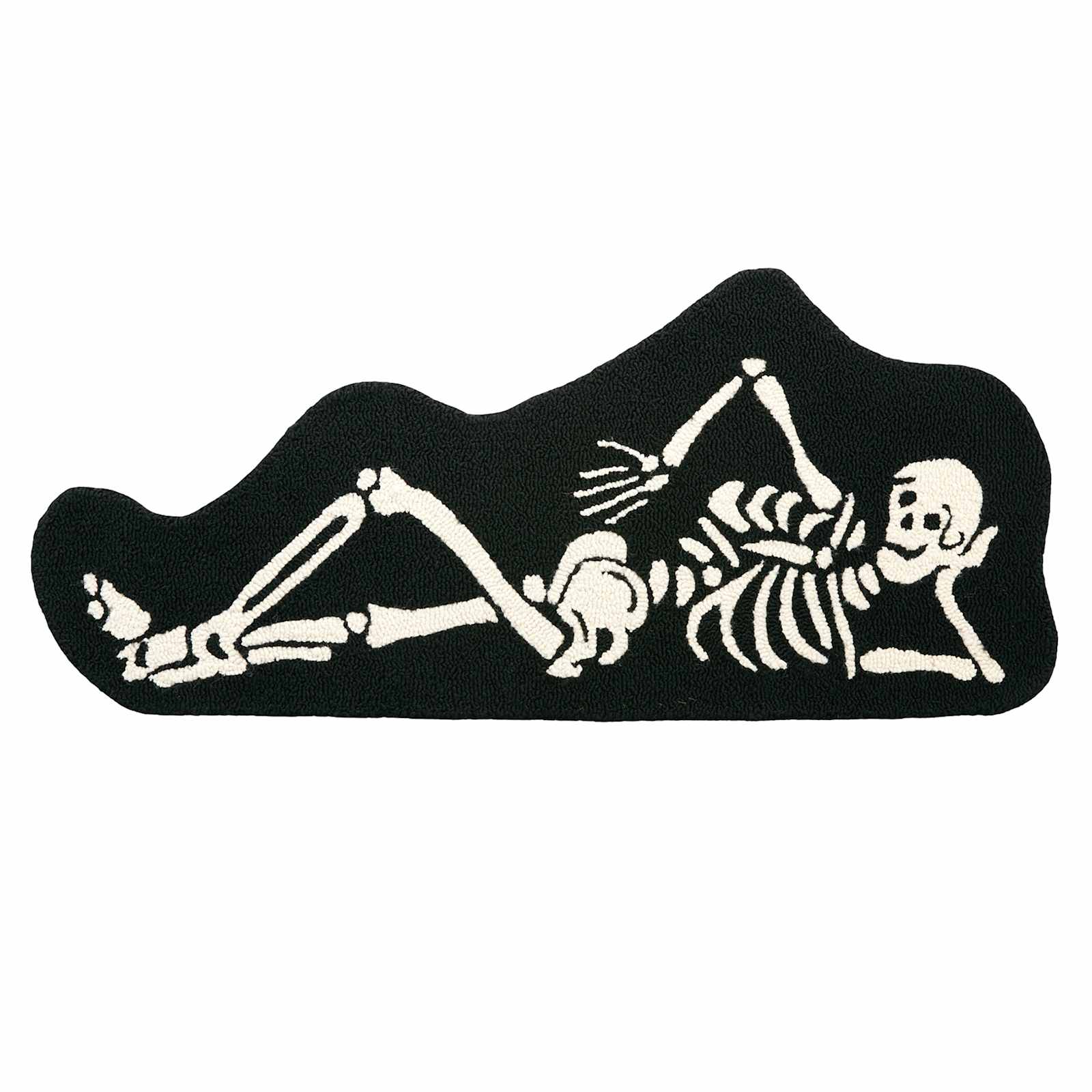 Happy Haunting Reclining Skeleton Shaped Hook Accent Rug, 19x45