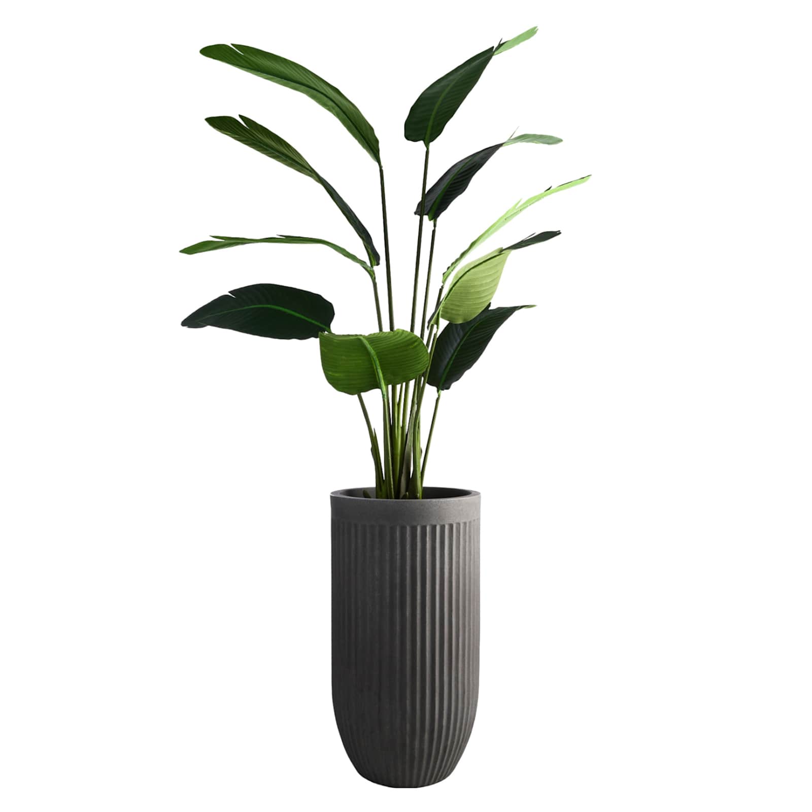 Japi Dark Grey Tall Fluted Outdoor Planter, Small