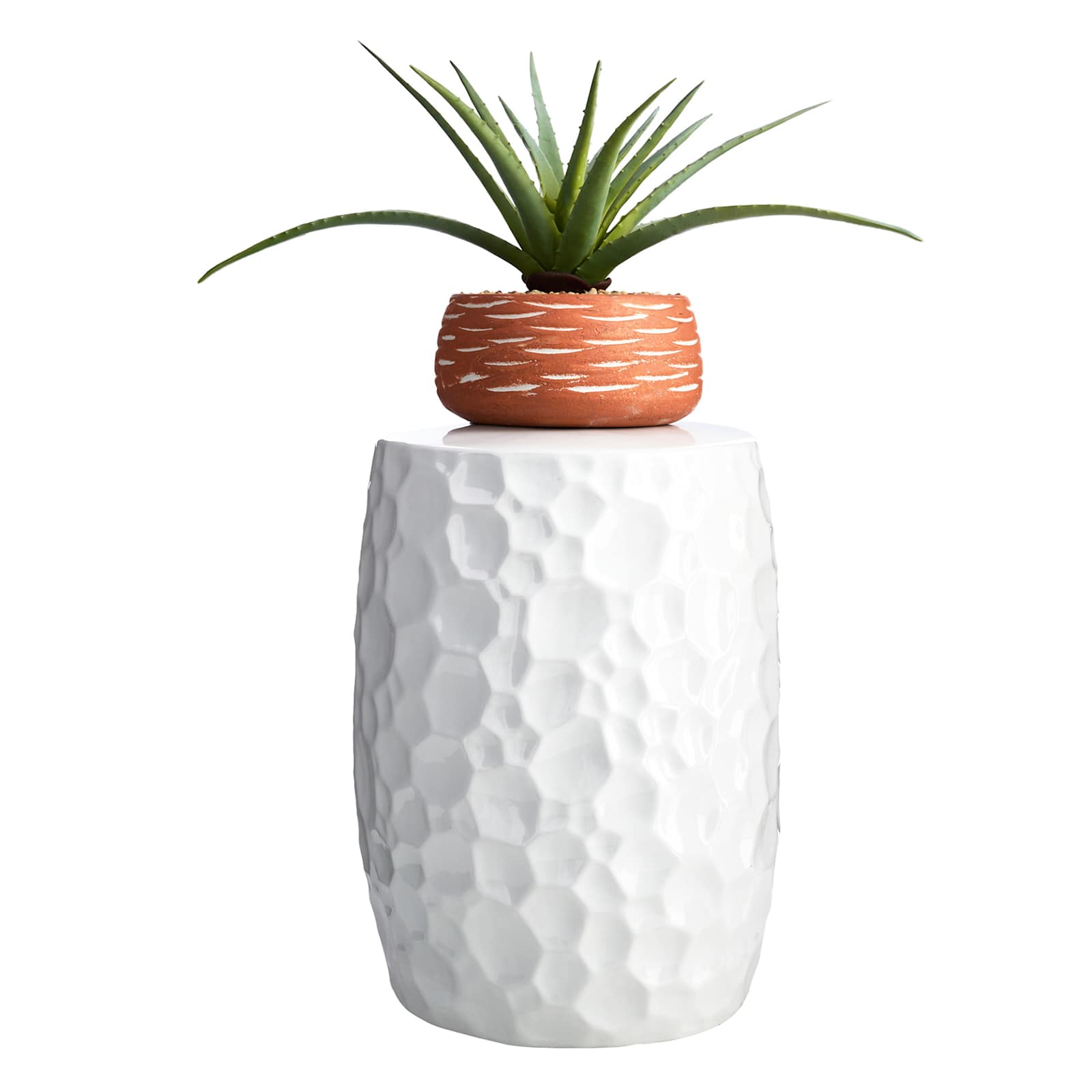 Crosby St. White Ceramic Stool, 13" | At Home