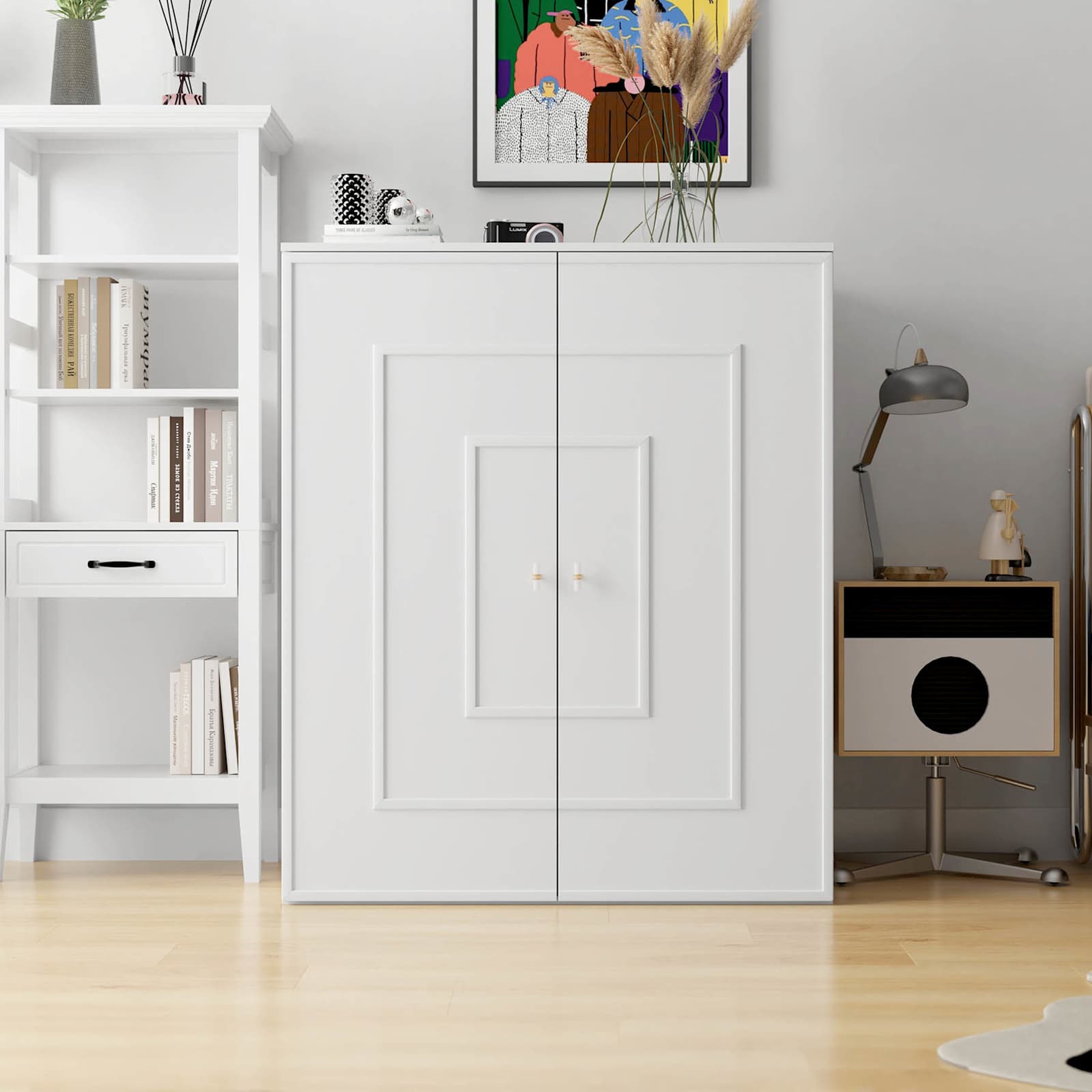 Tiffany Mini Fridge Storage Organizer Cabinet, White