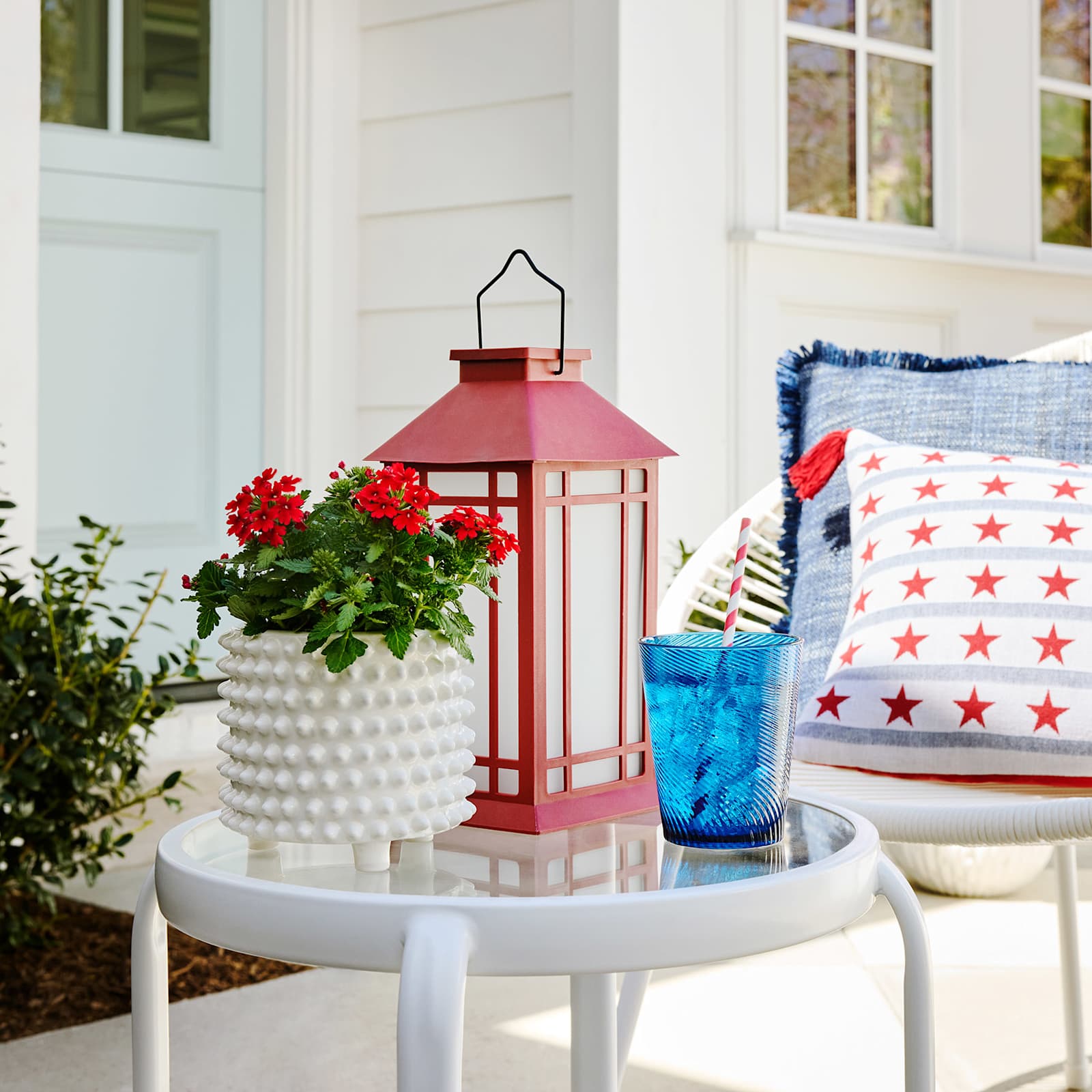 Red Solar Outdoor Lantern, 11" | At Home