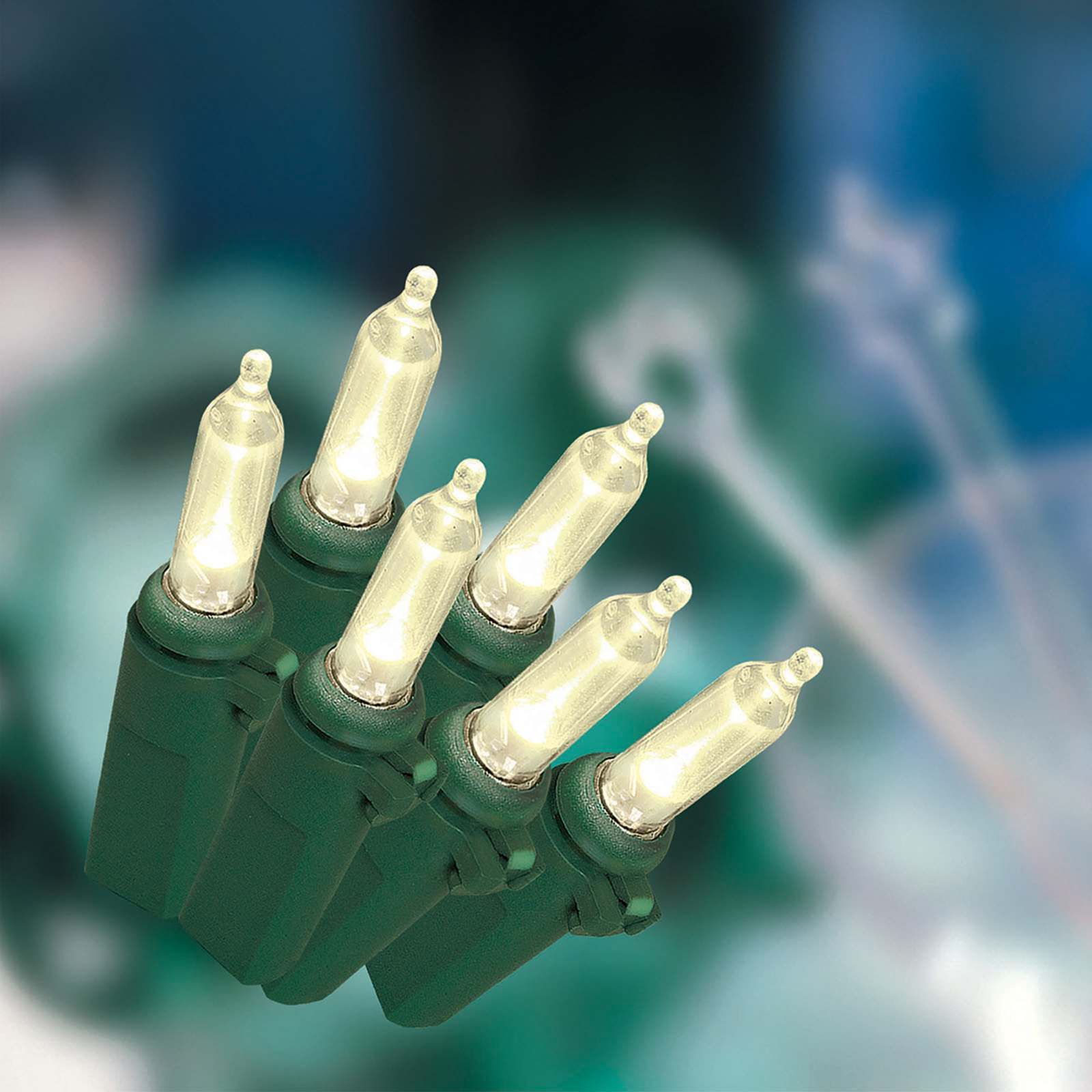 Warm White LED Mini String Lights 100-count | Green Wire | Christmas ...