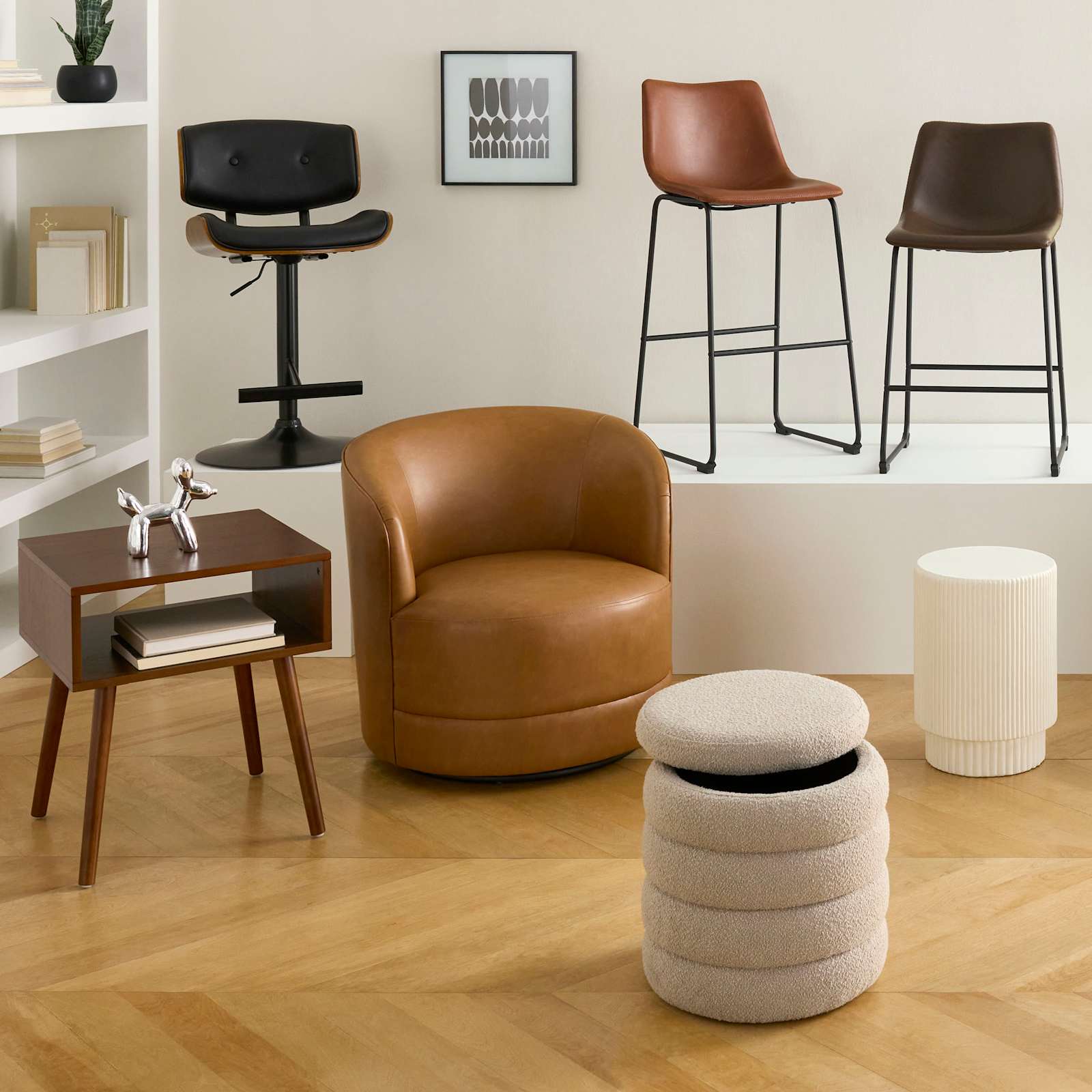 Crosby St. Drake Faux Leather Counter Stool Espresso Brown | Faux ...