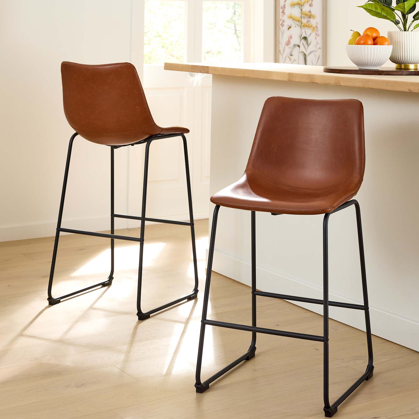 Crosby St. Drake Counter Stool Cognac | Cognac Counter Stool | At Home