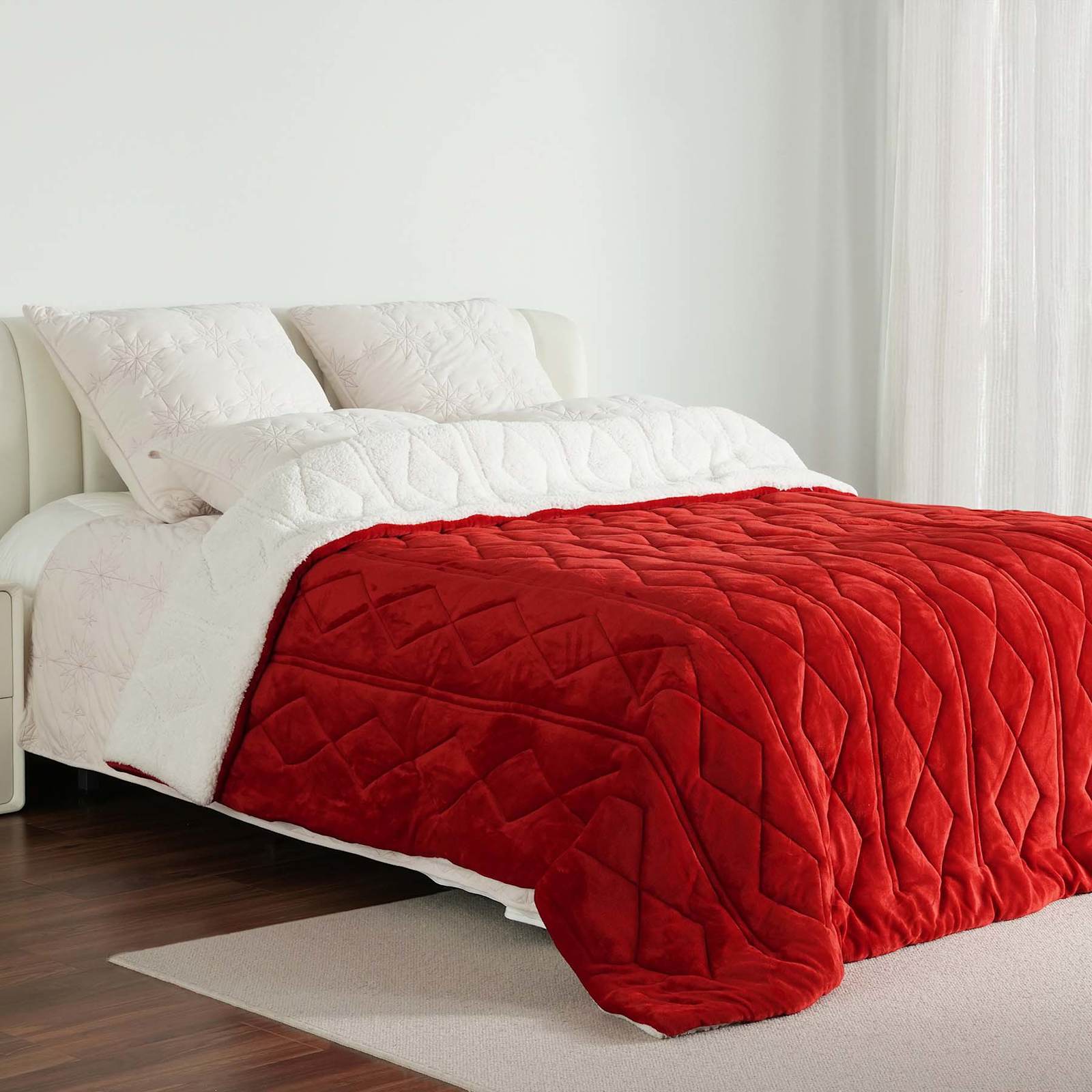 Red Sherpa Comforter Full/Queen | At Home