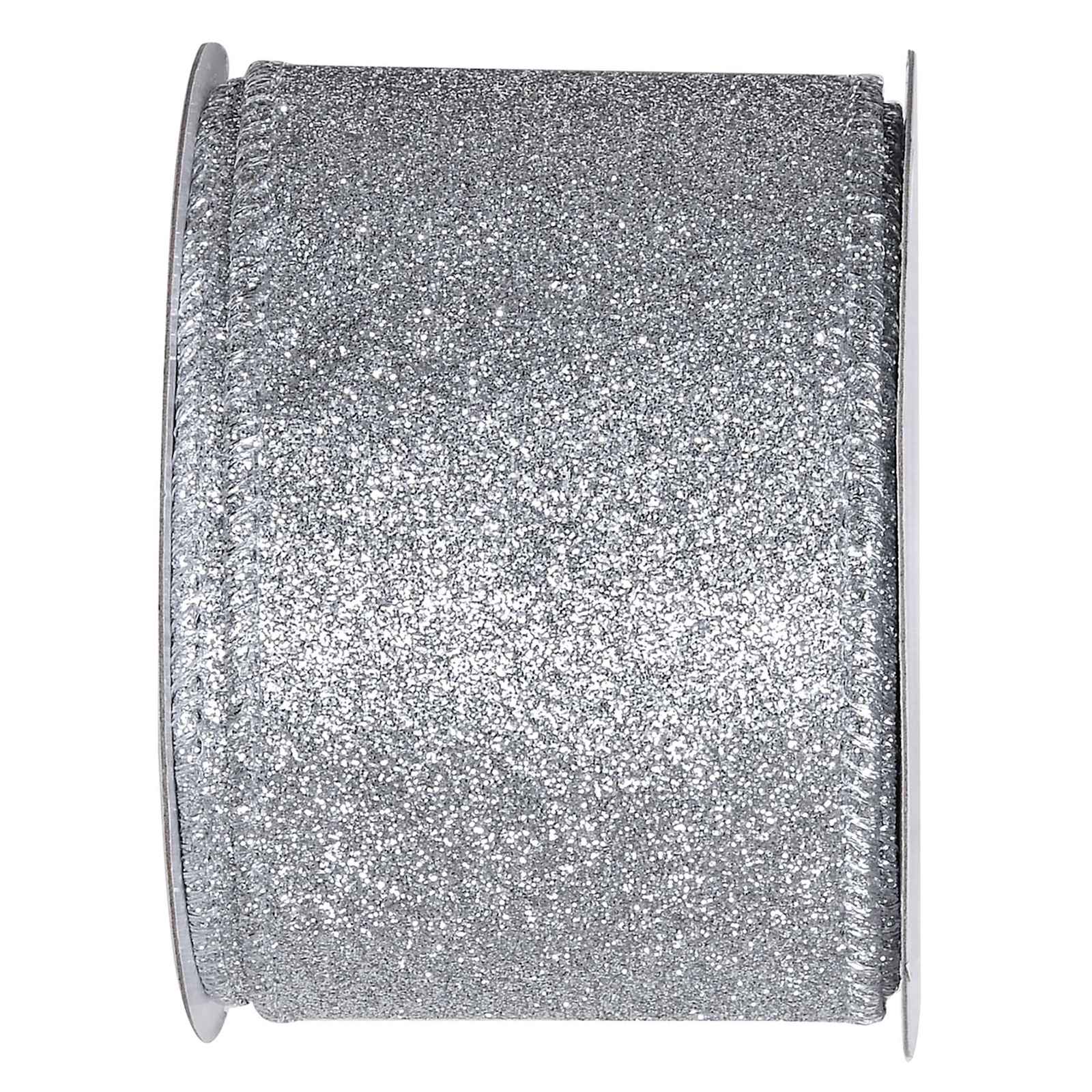 Silver Glitter Ribbon 2.5" x 10yd | At Home