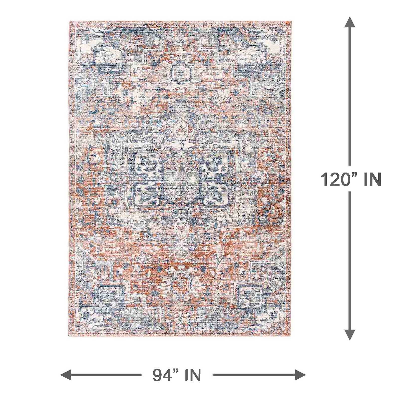 Amore Rust and Blue Medallion Area Rug 8x10 | Area Rugs | At Home