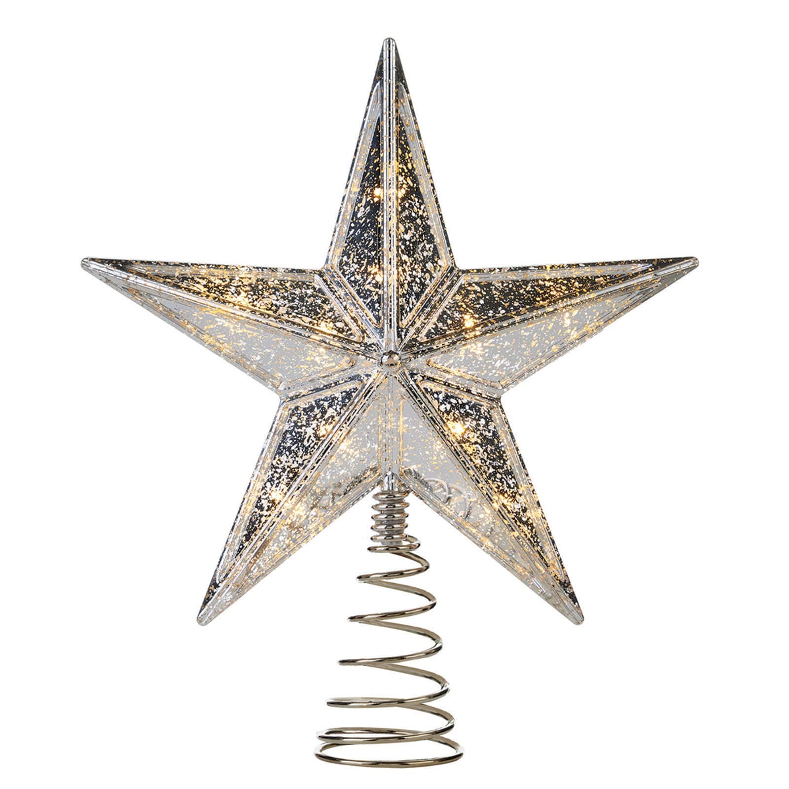 LED Silver Star Tree Topper, 11"