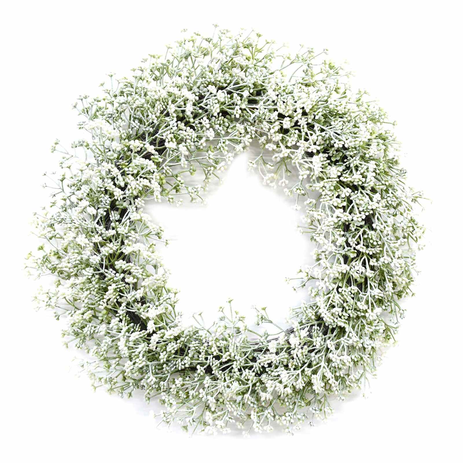 White Mini Flower Wreath, 20"