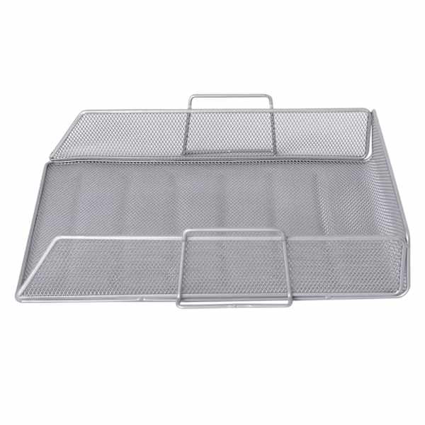 Silver Metal Mesh File Organizer Tray