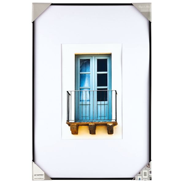 20x30 Matted To 11x17 Thin Black Linear with White Mat Photo Wall Frame