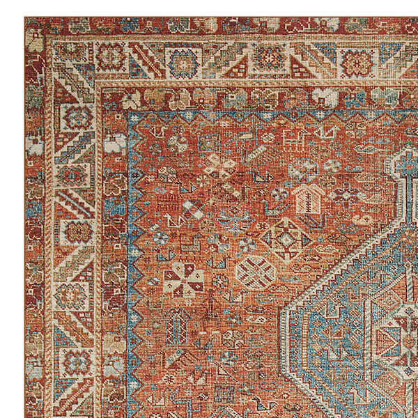 Freya Red Multicolor Medallion Washable Area Rug 8x10 | At Home