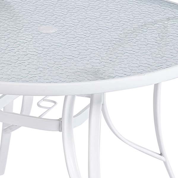 White Steel Round Patio Table 42