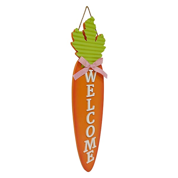 Homespun Easter Welcome Carrot Wooden Wall Sign, 7 | At Home