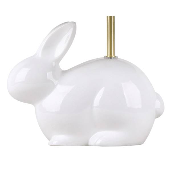 Providence White Ceramic Bunny Lamp with Scalloped Shade, 17.7"