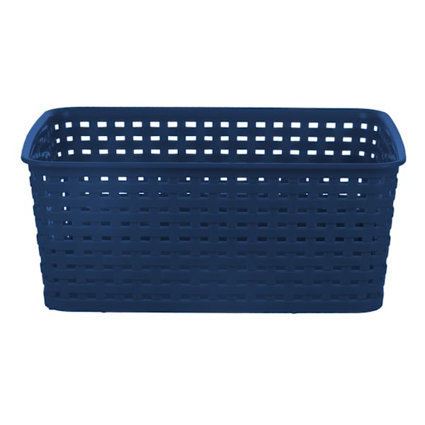Navy Blue Crossover Weave Storage Basket, Small