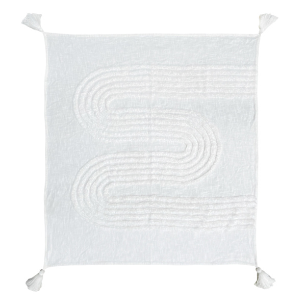 Found & Fable White Cotton Tufted Wave Throw Blanket, 50x60