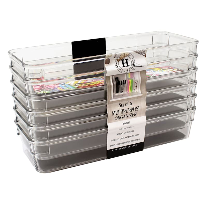 6-Piece Rectangle Non Slip Drawer Organizer Clear | At Home