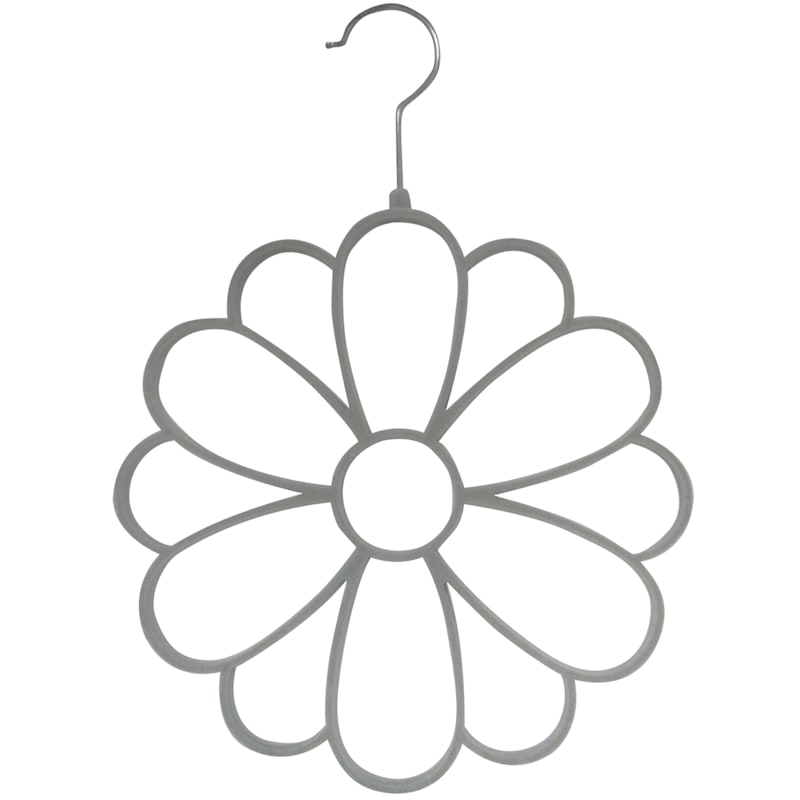 Flower Velvet Scarf Hanger, Grey