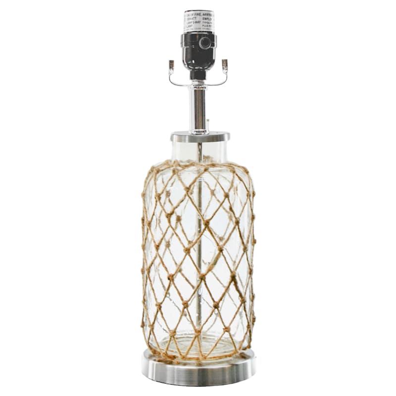 Jute Rope Seeded Glass Accent Lamp Base, 18"