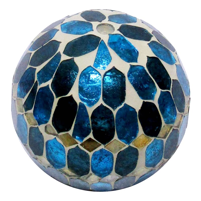 Blue Mosaic Glass Ball, 4"