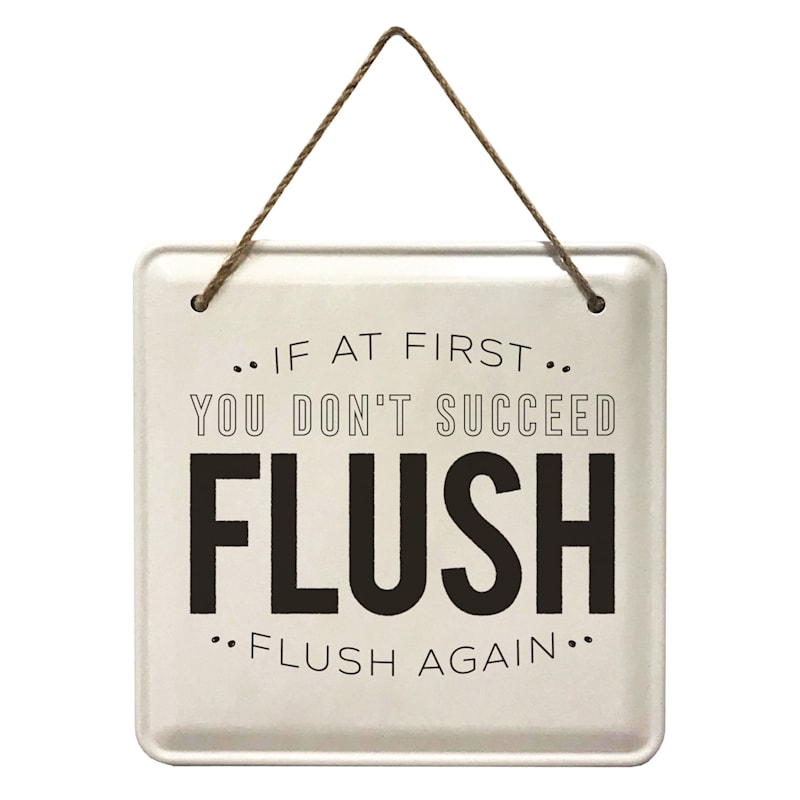 Flush Metal Bathroom Hanging Wall Sign, 8"