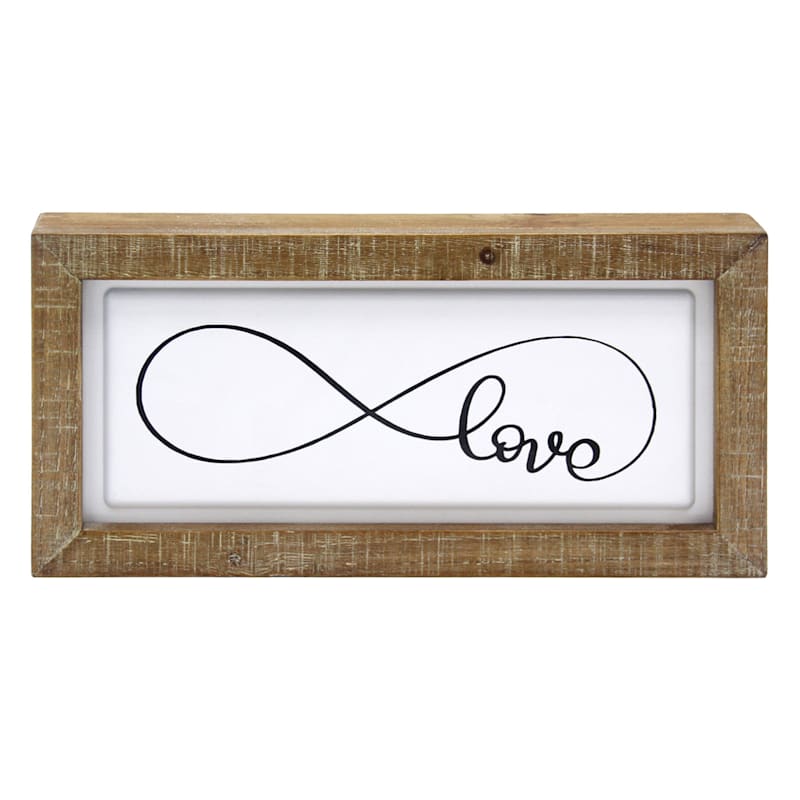 Infinity Love Wooden Block Sign, 12x6