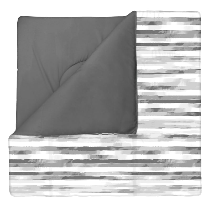 8-Piece Sophie Grey Striped Essential Comforter Set, Full