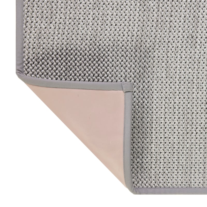 Solid Grey Textured Washable Kitchen Mat, 21x34