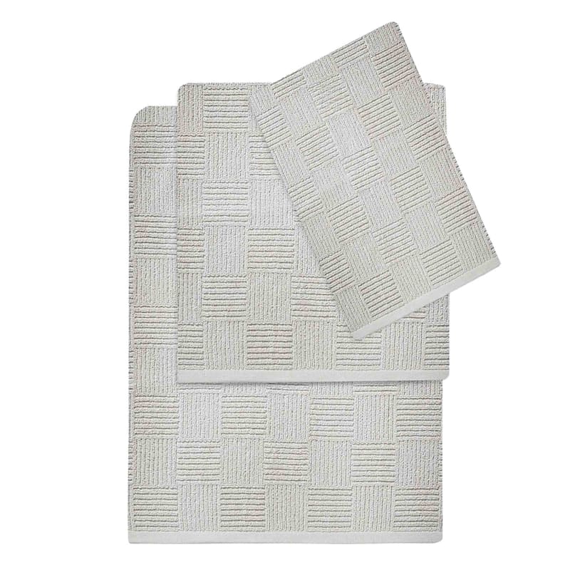 Grey Basket Weave Cotton Bath Towel, 27x52