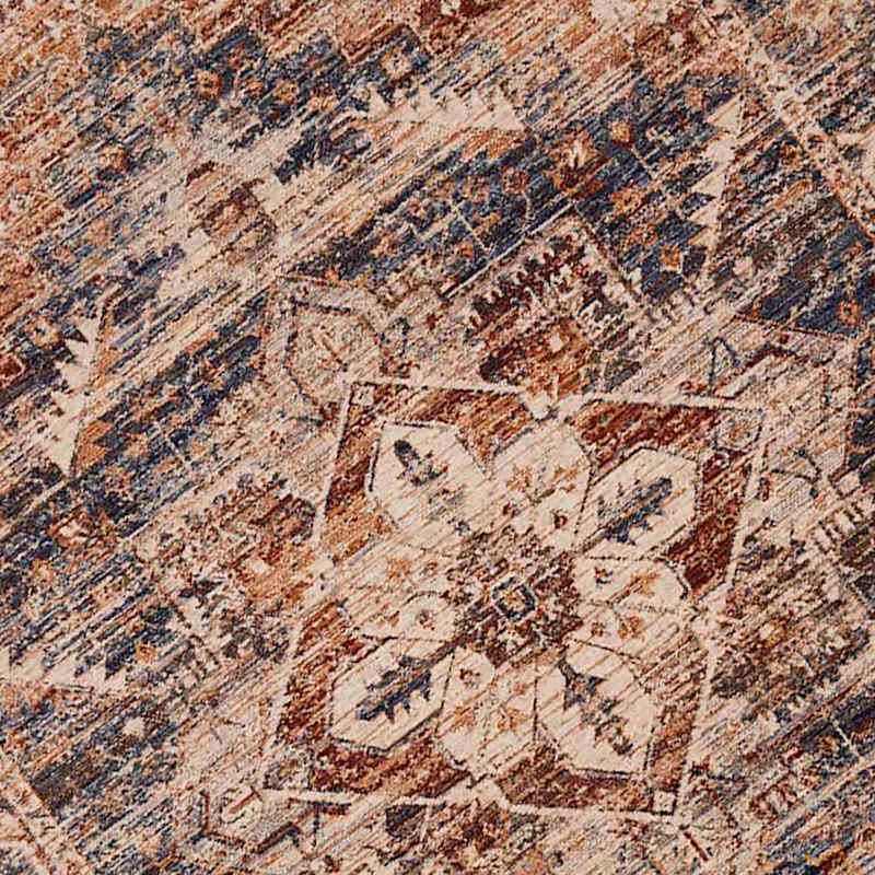 (A407) Halton Slate Rust Distressed-Look Area Rug, 5x8