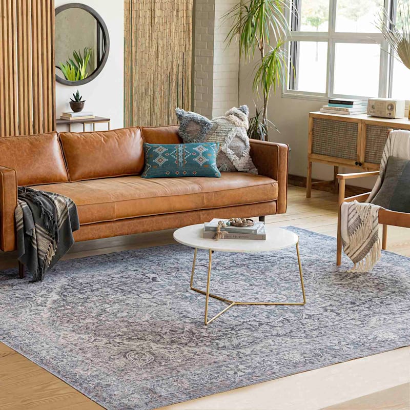 Colin Blue Medallion Washable Area Rug 8x10 | Area Rugs | At Home