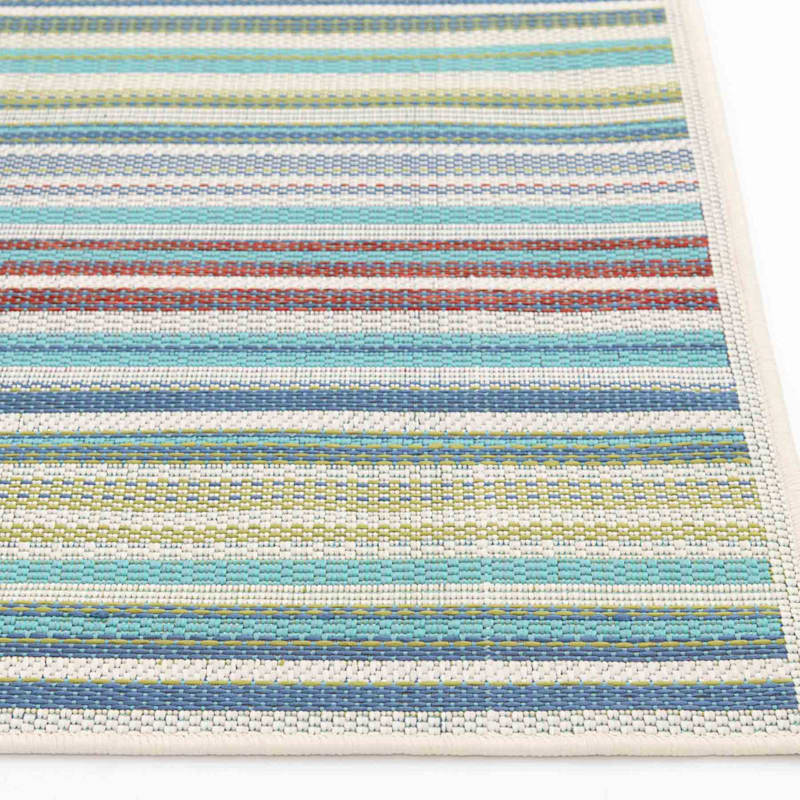 Scope Aqua Green Striped Outdoor Area Rug, 5X7 | At Home