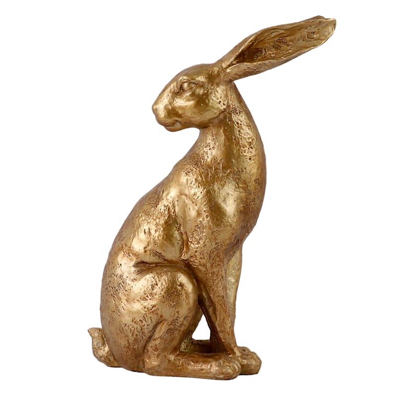 Honeybloom Gold Finish Rabbit Figurine, 10.5"