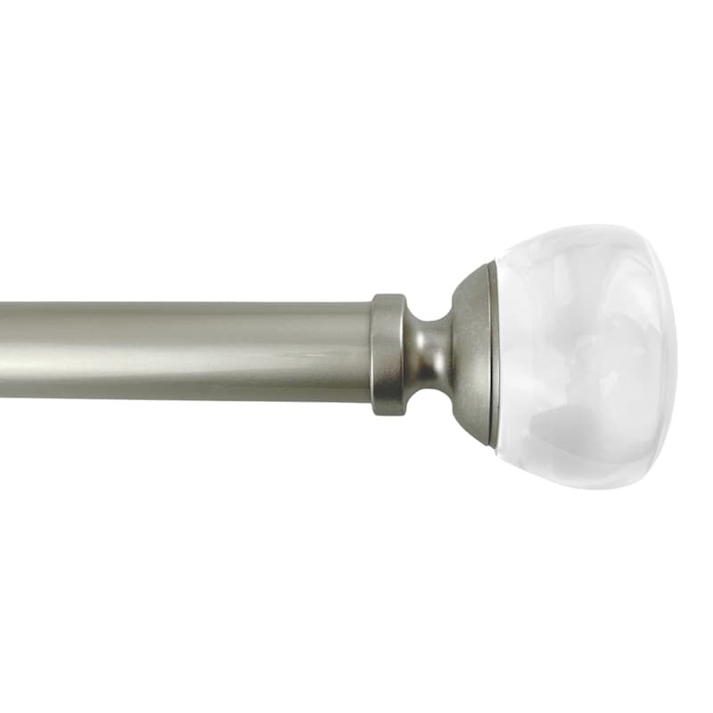 Preston 1" Clear & Silver Round Curtain Rod, 18-36"